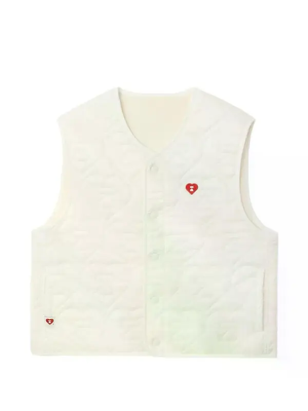 A BATHING APE Quilted Gilet With Heart Appliqu - Neutrals
