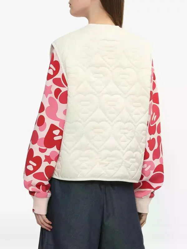 A BATHING APE Quilted Gilet With Heart Appliqu - Neutrals