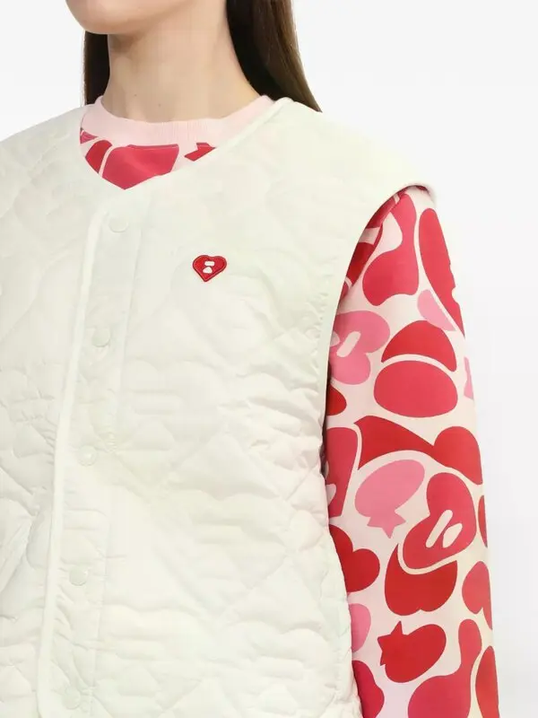 A BATHING APE Quilted Gilet With Heart Appliqu - Neutrals