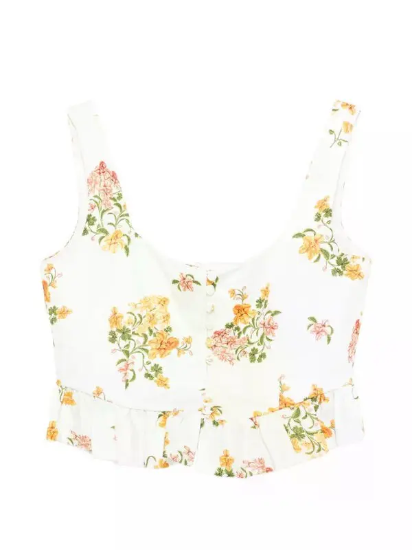 Agua Bendita Floral-print Corset Top - Neutrals