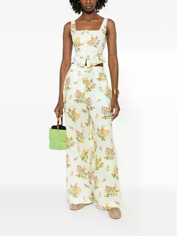 Agua Bendita Floral-print Corset Top - Neutrals