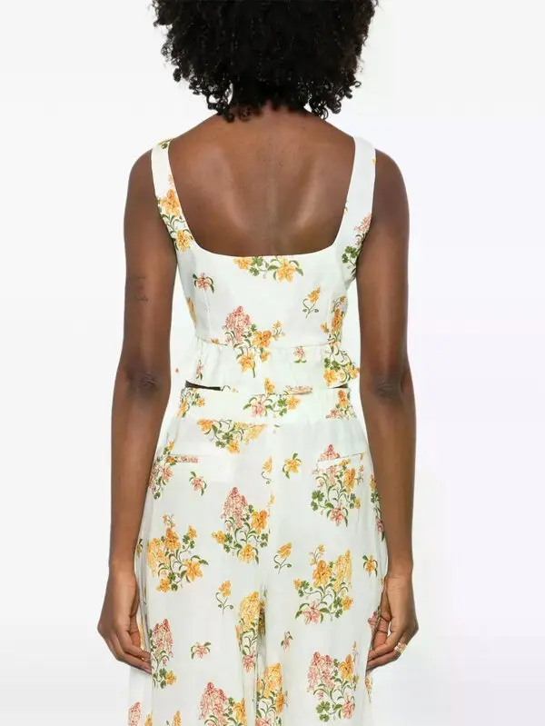 Agua Bendita Floral-print Corset Top - Neutrals