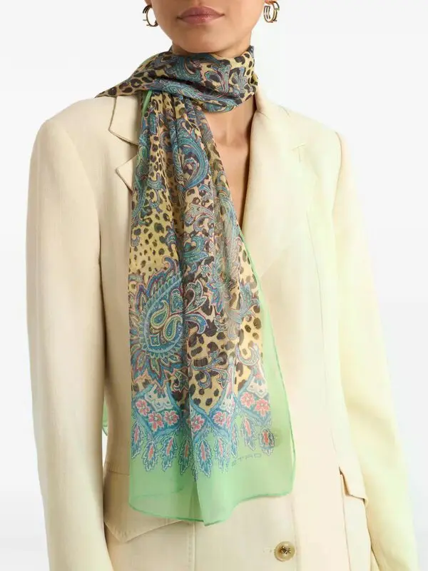 Etro Paisley Animal-motif Silk Scarf