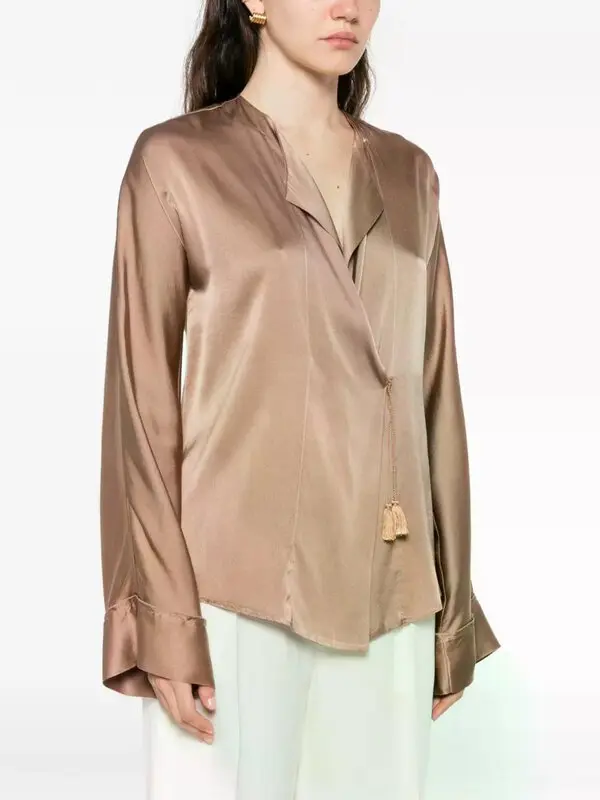 FORTE_FORTE Tassel-detail Blouse - Brown