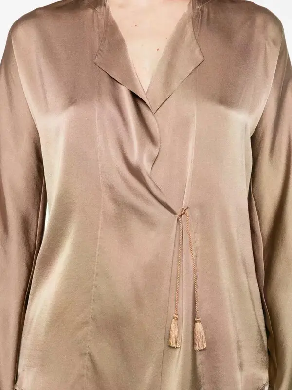 FORTE_FORTE Tassel-detail Blouse - Brown