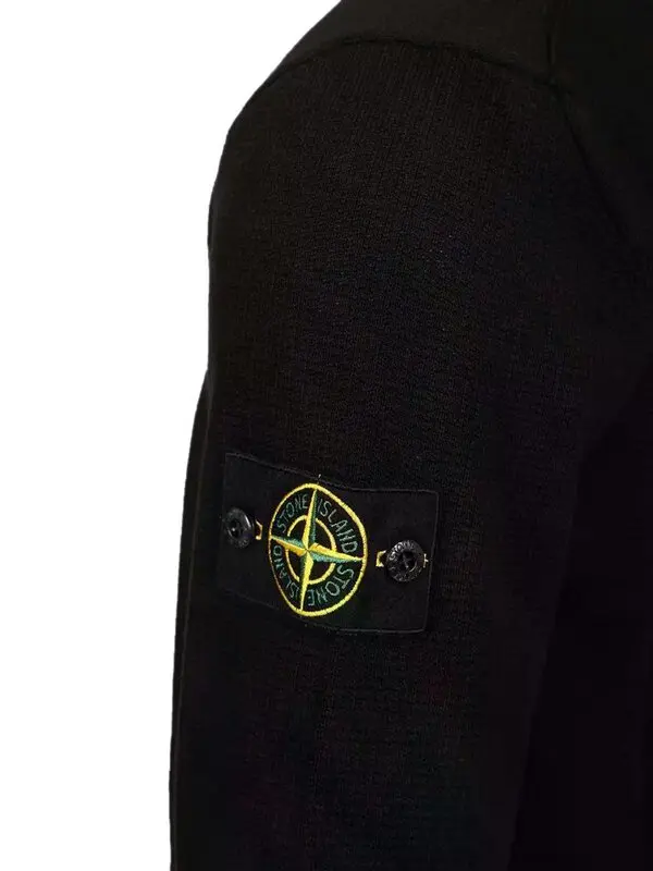 Stone Island Crew Neck Sweater With Logo Patch - Black
