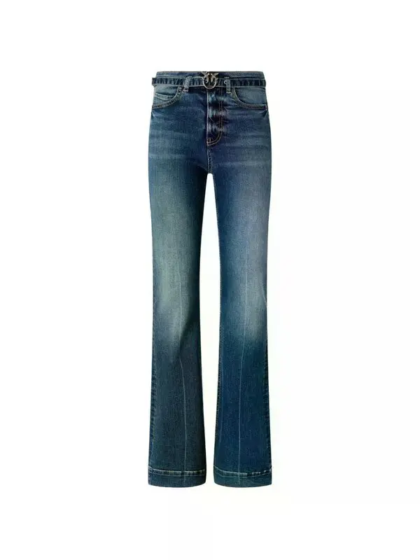 Pinko Belted High-rise Flared Jeans - Blue