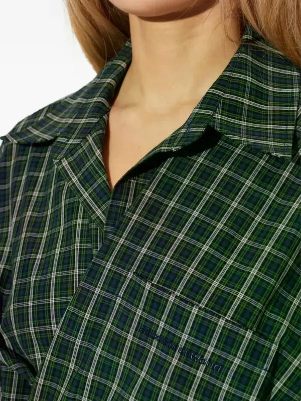 Alexander Wang Cotton Plaid Wrap Mini Dress - Green