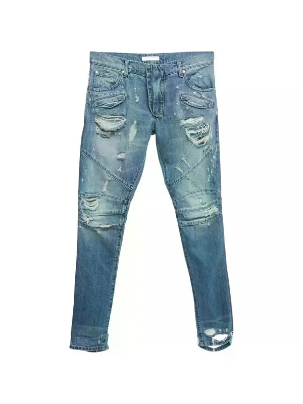 Pierre Balmain Distressed Straight Leg Jeans