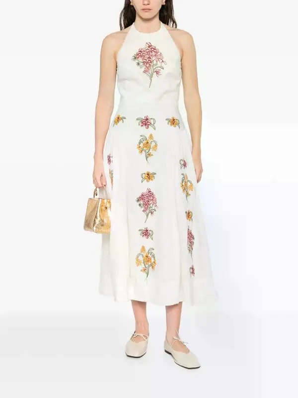 Agua Bendita Balsa Cordillera Halterneck Midi Dress - Neutrals
