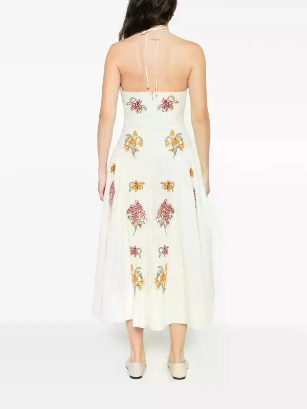 Agua Bendita Balsa Cordillera Halterneck Midi Dress - Neutrals