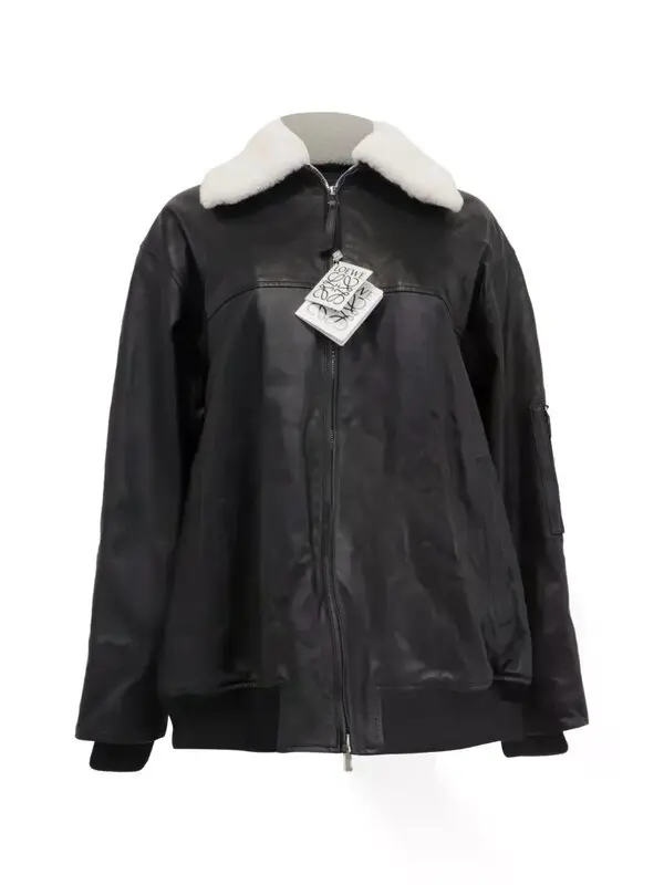 Loewe Sheared Collar Leather Bomber Jacket