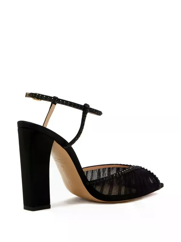 ANDREA WAZEN Katy Embellished Block-heel Sandals - Black