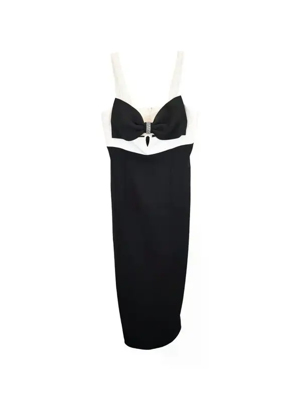SELF-PORTRAIT Bow-detail Two-toned Midi Dress