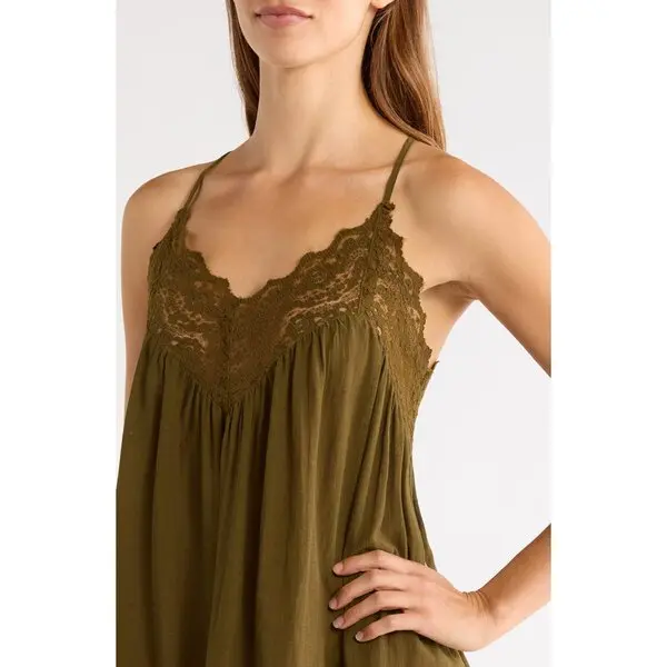 Free People Fiona Lace Trim Slip - Beech Leaves