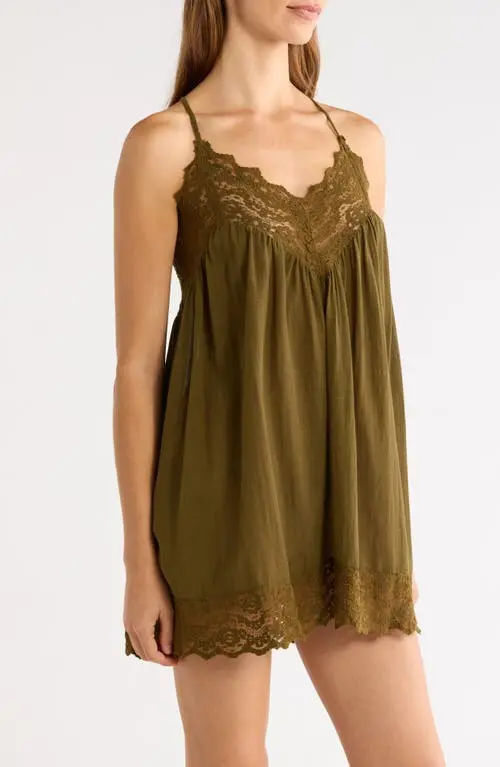 Free People Fiona Lace Trim Slip - Beech Leaves