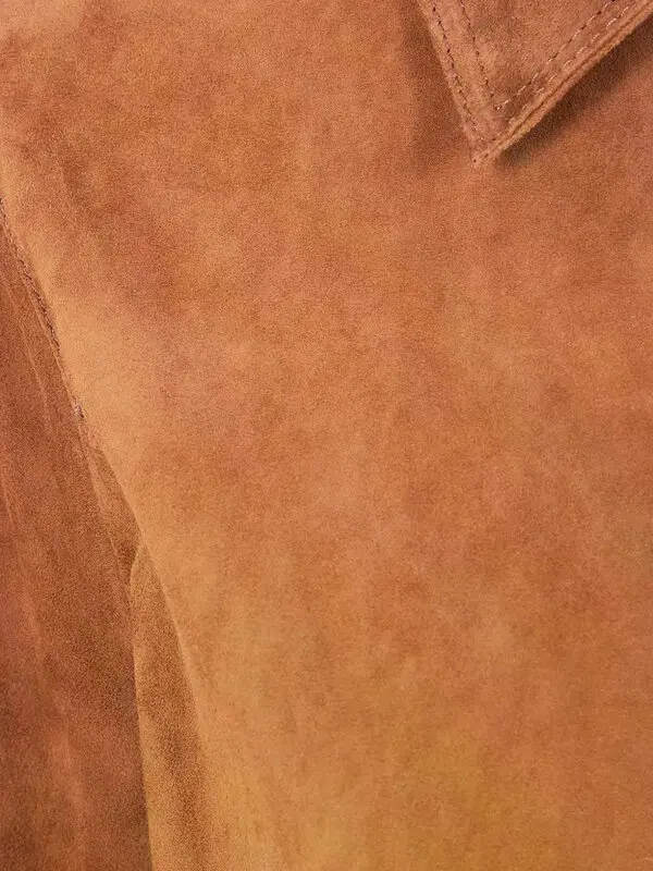 SEMICOUTURE Panelled Suede Shirt - Brown