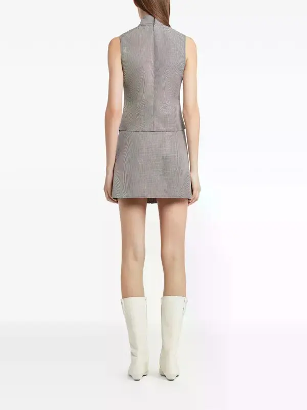 COURREGES Houndstooth Top With Buckle - Neutrals