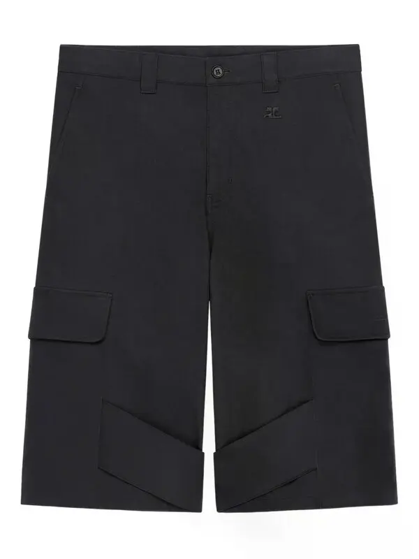 COURREGES Cargo-pocket Cotton Shorts - Black