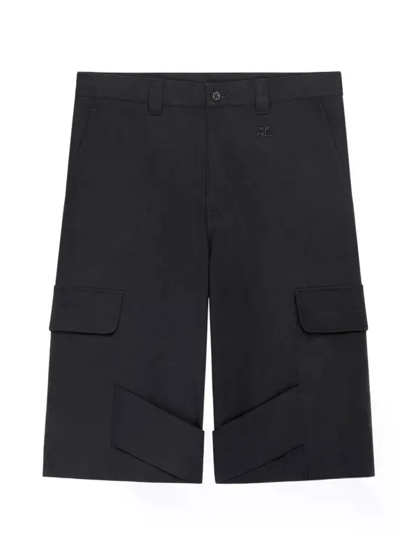 COURREGES Cargo-pocket Cotton Shorts - Black