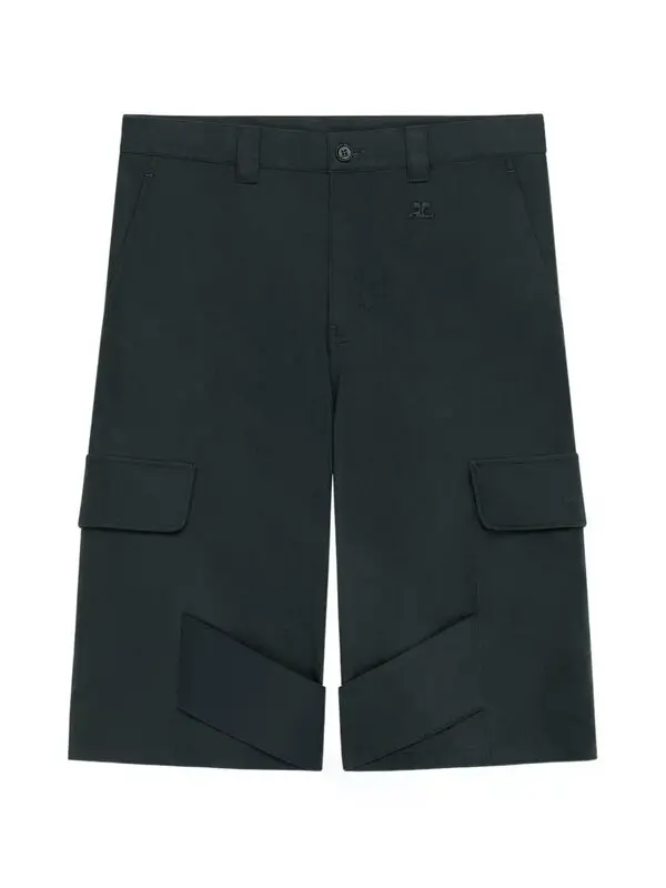 COURREGES Cargo-pocket Cotton Shorts - Black