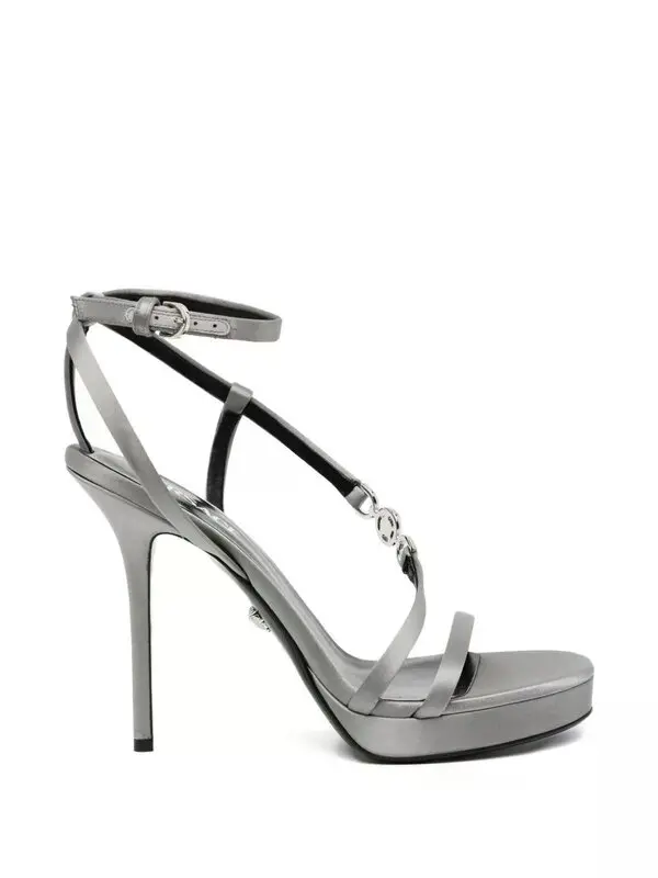 Versace Medusa '95 Embellished Satin Platform Stiletto Sandals 115mm - Grey