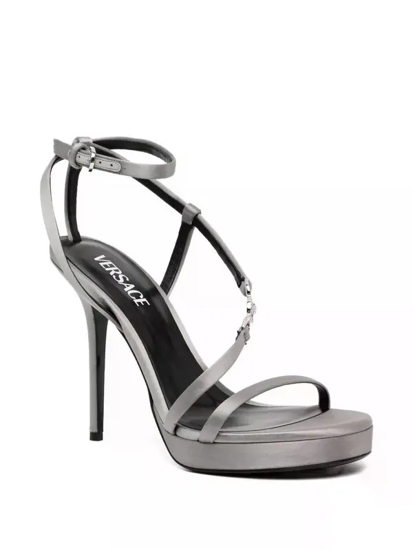 Versace Medusa '95 Embellished Satin Platform Stiletto Sandals 115mm - Grey