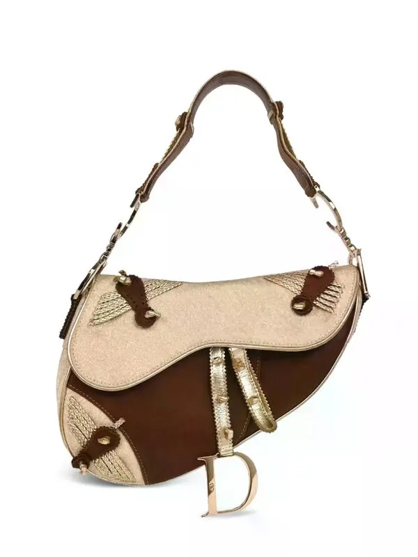 Dior 2003 Applique Leather Saddle Handbag - Neutrals