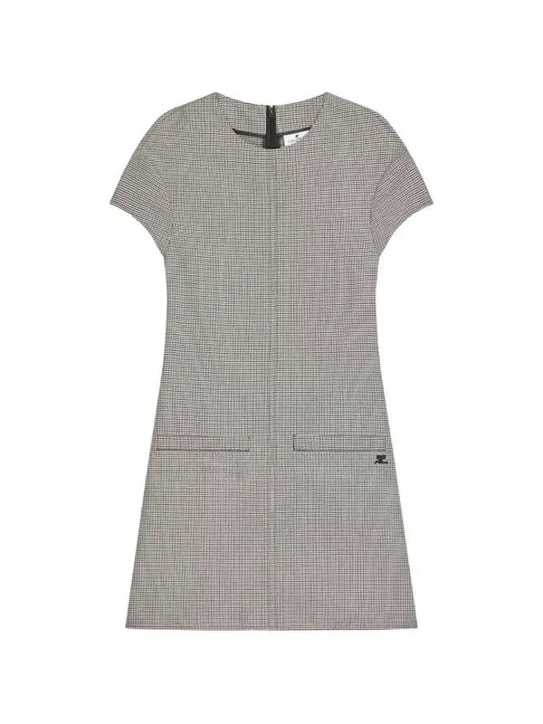 COURREGES Houndstooth Pattern Mini Dress - Grey