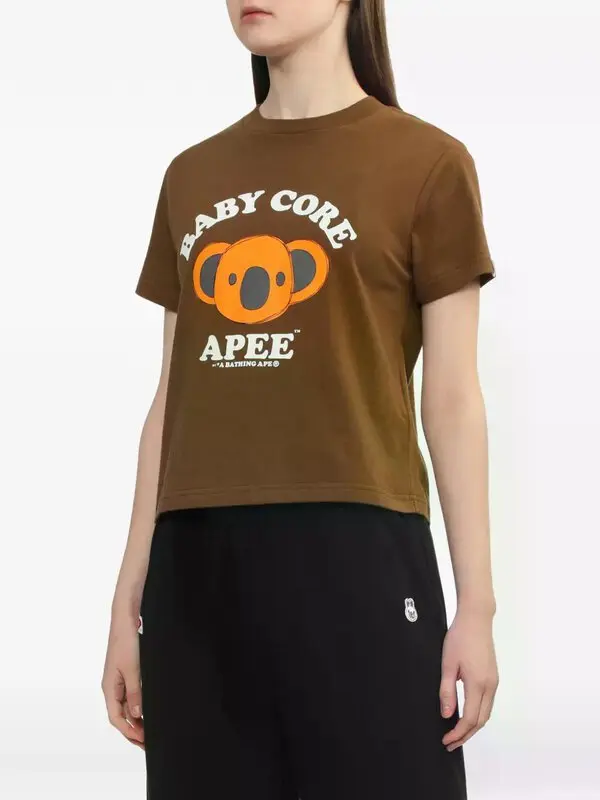 A BATHING APE Graphic Print T-shirt - Brown