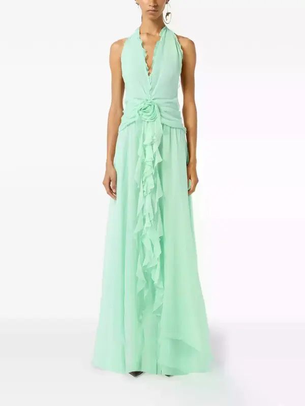Blumarine Georgette Halterneck Dress - Green