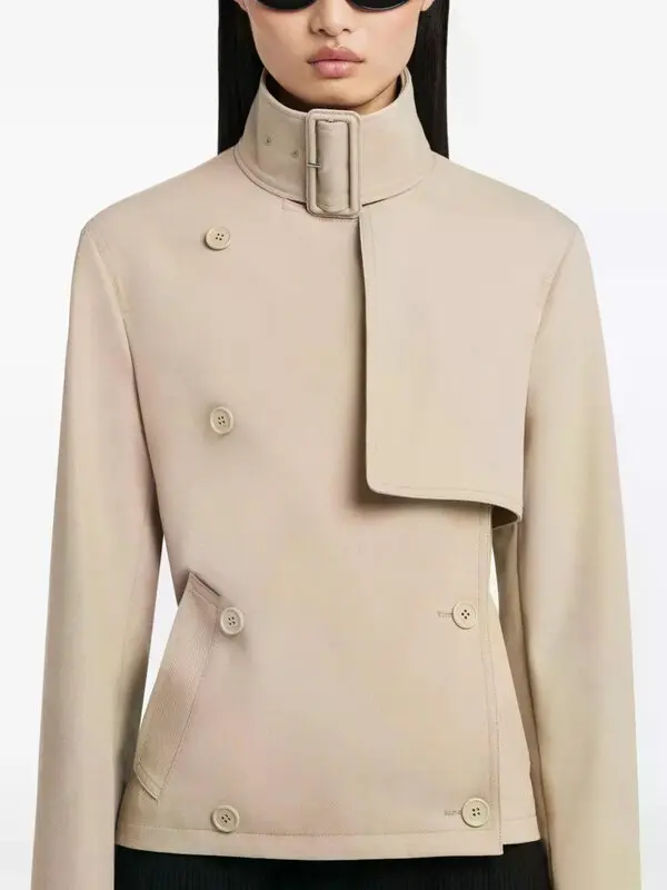 COURREGES Buckle-detail Button Trench Jacket - Neutrals