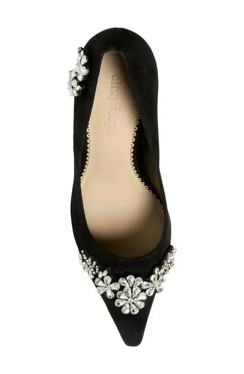 Cinq À Sept Appliqué Pointed Toe Pumps - Black/clear Crystal