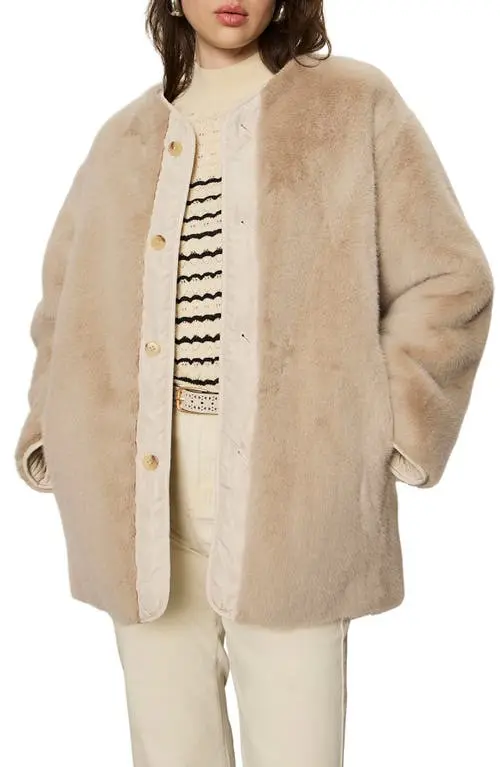 Sanctuary Reversible Collarless Faux Fur Jacket