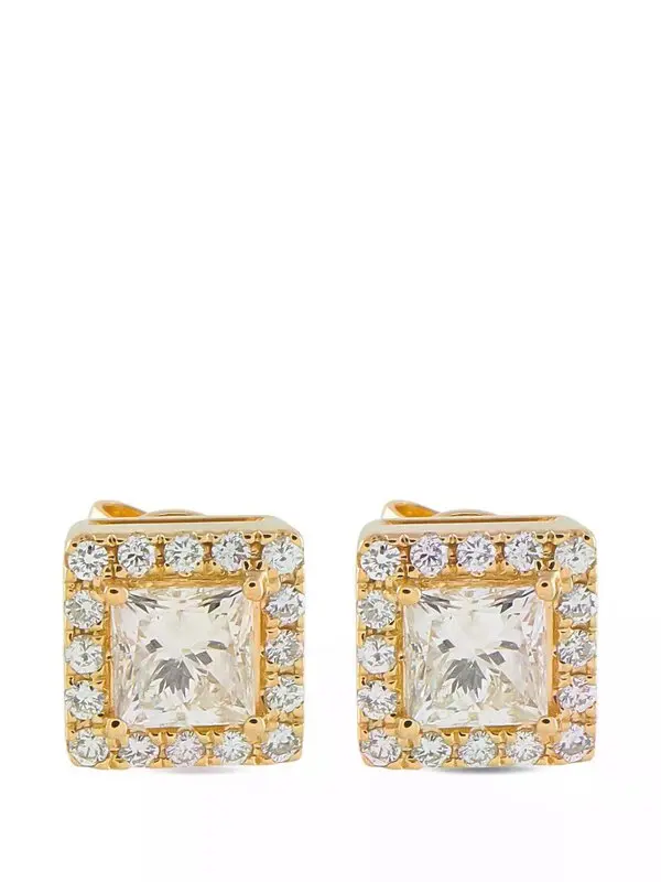 LB EXCLUSIVE Square Diamond Stud Earrings - Gold