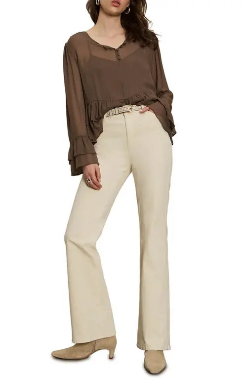 Sanctuary Georgette Ruffle-trimmed Top - Morel Brown