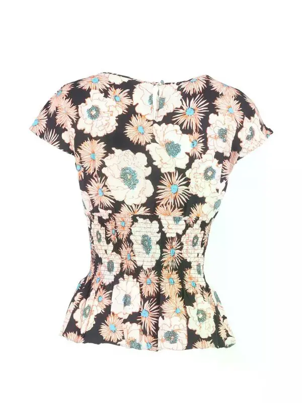 Prada Floral Print Shirred Blouse