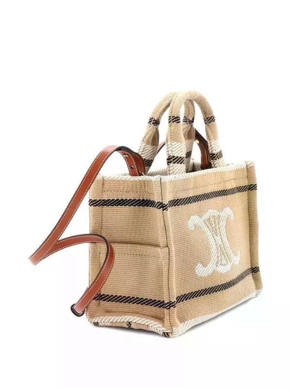 Celine Cabas Thais Striped Jacquard Textile Small Tote Bag
