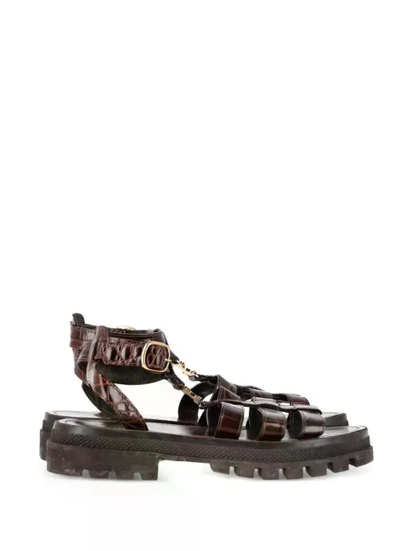 Celine Gladiator Crocodile-embossed Sandals