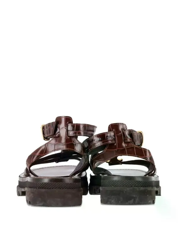 Celine Gladiator Crocodile-embossed Sandals