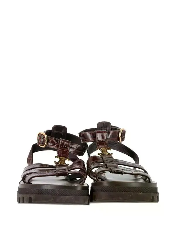 Celine Gladiator Crocodile-embossed Sandals