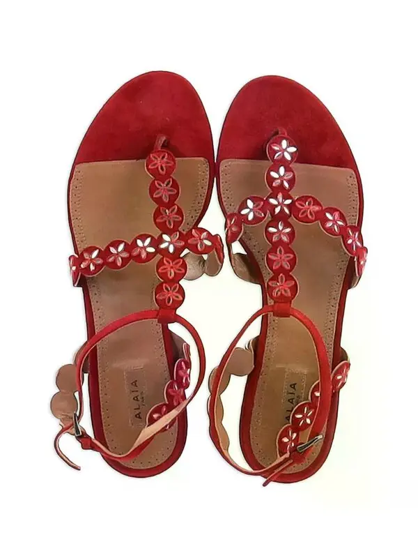 Alaïa Flower-embellished Laser-cut Sandals