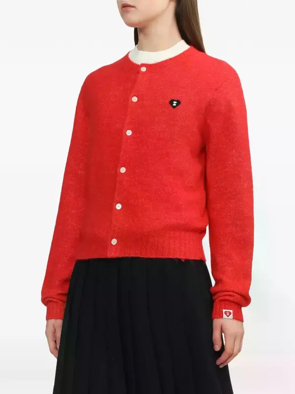 A BATHING APE Heart-badge Buttoned Cardigan