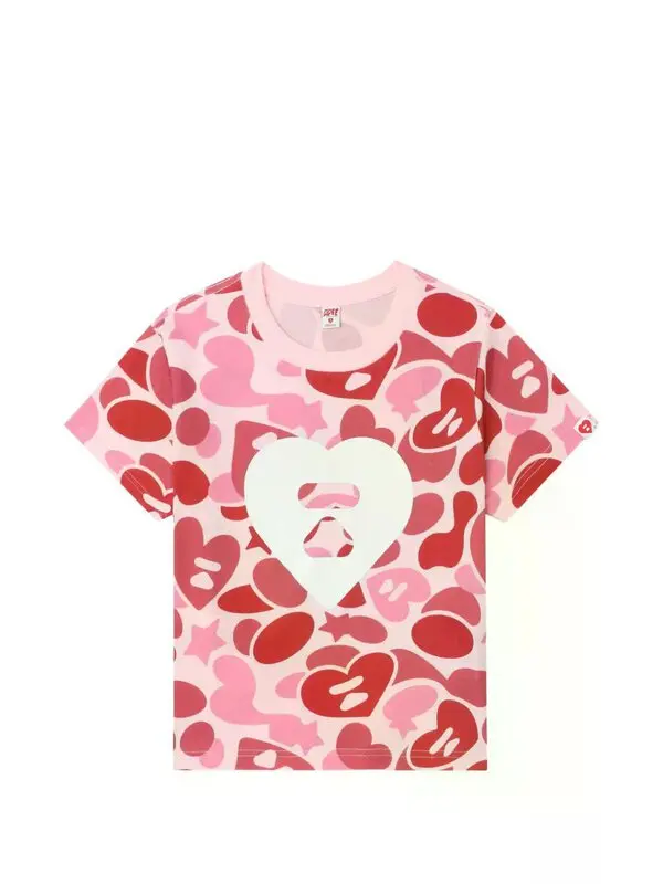 A BATHING APE Heart Pattern T-shirt