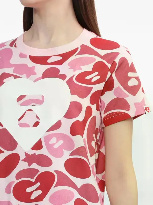 A BATHING APE Heart Pattern T-shirt
