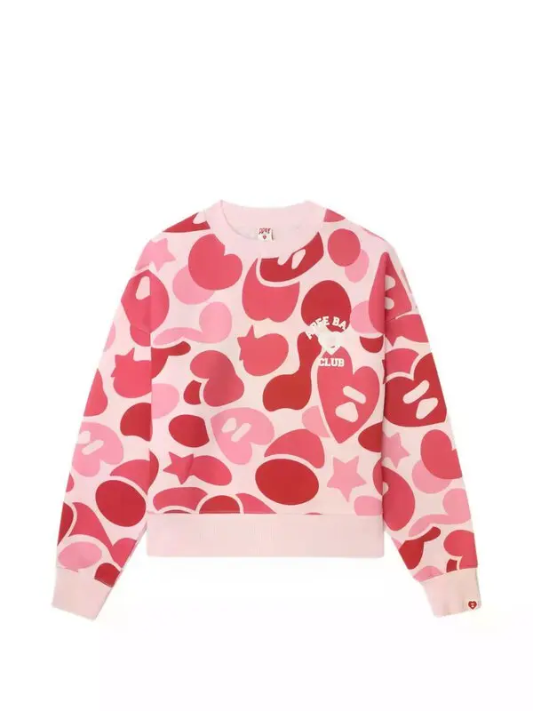 A BATHING APE Heart Pattern Logo Sweater