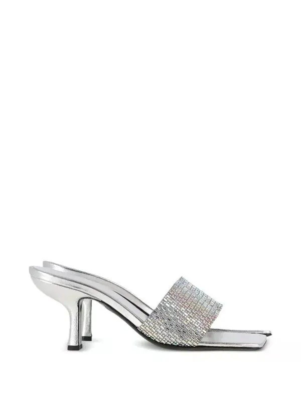 By Far Crystal-embellished Square-toe Mules
