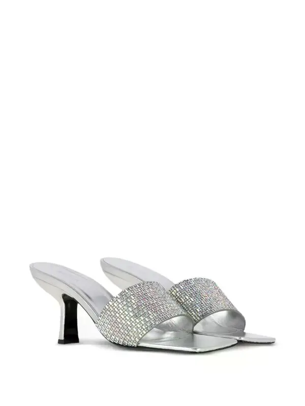 By Far Crystal-embellished Square-toe Mules