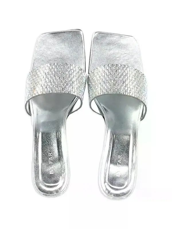 By Far Crystal-embellished Square-toe Mules