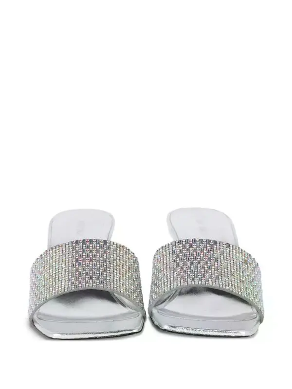 By Far Crystal-embellished Square-toe Mules